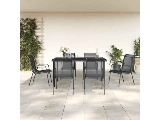 Click here for vidaXL Patio Dining Set 7 Piece Table and Chair Bl... prices