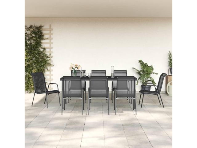 Click here for vidaXL Patio Dining Set 9 Piece Table and Chair Bl... prices