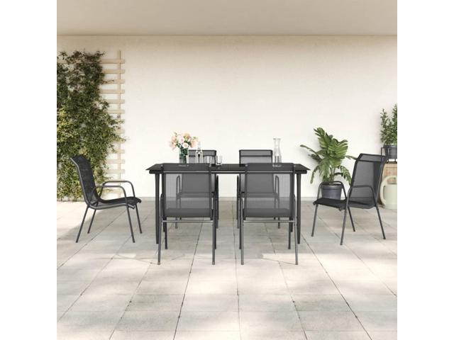 Click here for vidaXL Patio Dining Set 7 Piece Table and Chair Bl... prices