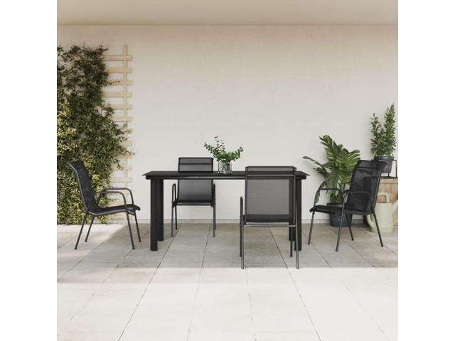 Click here for vidaXL Patio Dining Set 5 Piece Table and Chair Bl... prices