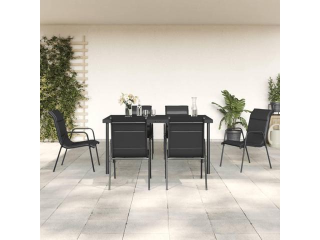 Click here for vidaXL Patio Dining Set 7 Piece Table and Chair Bl... prices