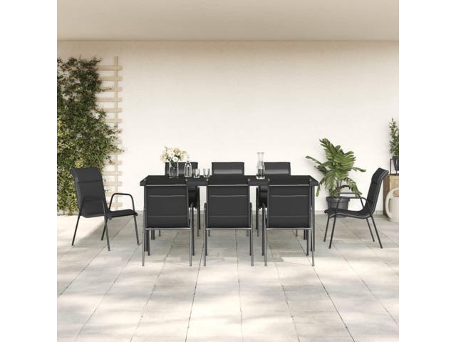 Click here for vidaXL Patio Dining Set 9 Piece Table and Chair Bl... prices