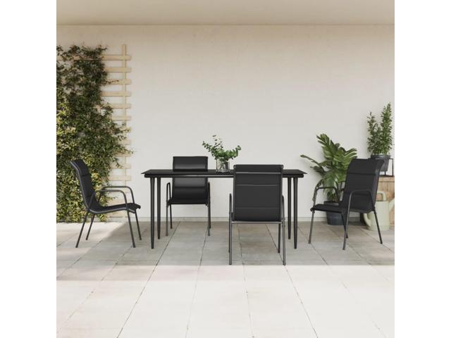 Click here for vidaXL Patio Dining Set 5 Piece Table and Chair Bl... prices