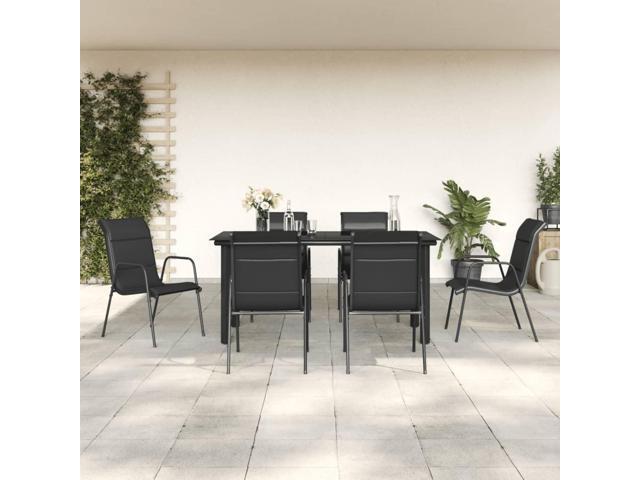 Click here for vidaXL Patio Dining Set 7 Piece Table and Chair Bl... prices