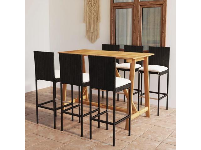 Click here for vidaXL Patio Bar Set with Cushions 7 Piece Black S... prices
