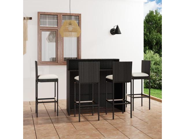 Click here for vidaXL Patio Bar Set with Cushions 5 Piece Black T... prices