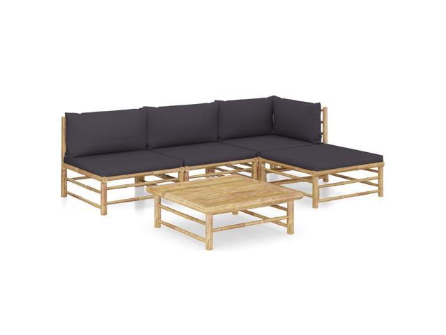 Click here for vidaXL Patio Lounge Set 5 Piece with Dark Gray Cus... prices