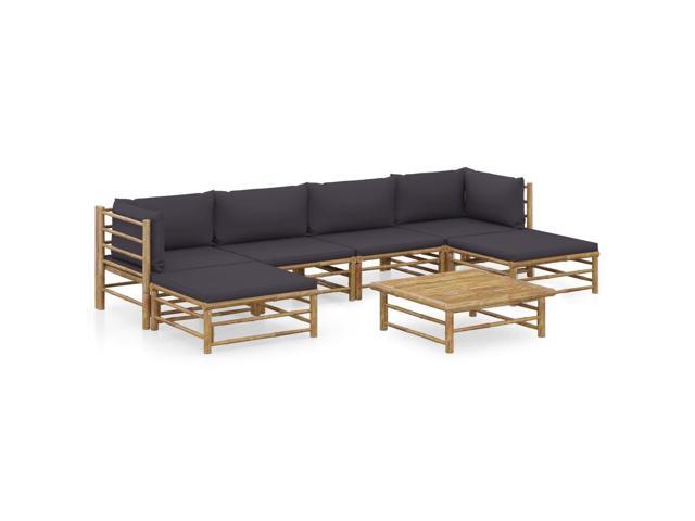 Click here for vidaXL Patio Lounge Set 7 Piece with Dark Gray Cus... prices