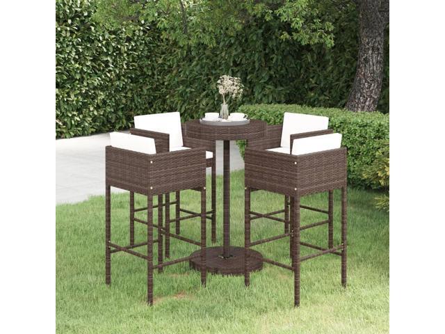 Click here for vidaXL Patio Bar Set 5 Piece with Cushions Poly Ra... prices
