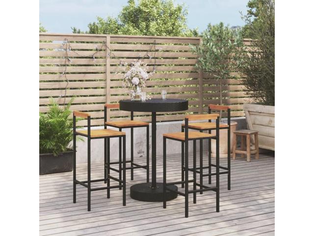 Click here for vidaXL Patio Bar Set 5 Piece Bar Stool Black Poly... prices