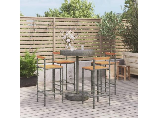 Click here for vidaXL Patio Bar Set 5 Piece Bar Stool Gray Poly R... prices