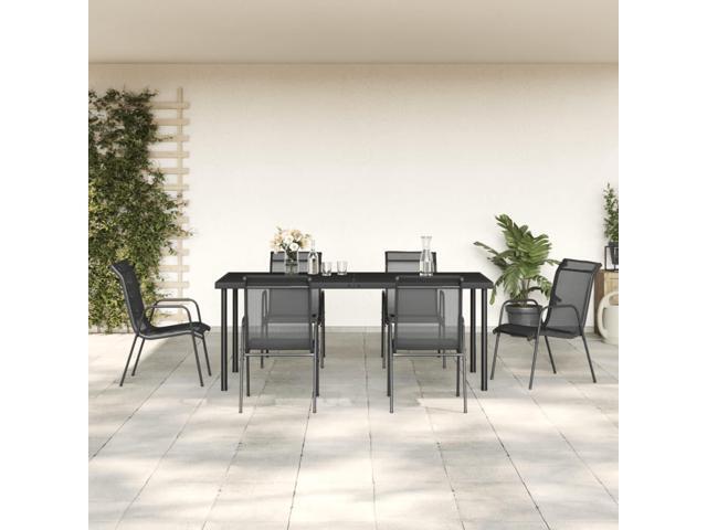 Click here for vidaXL Patio Dining Set 7 Piece Table and Chair Bl... prices
