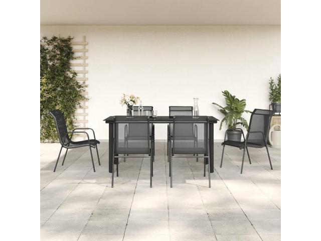 Click here for vidaXL Patio Dining Set 7 Piece Table and Chair Bl... prices