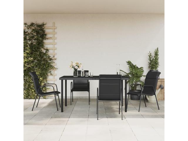 Click here for vidaXL Patio Dining Set 5 Piece Table and Chair Bl... prices