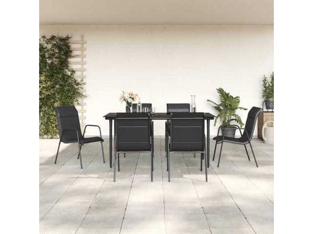 Click here for vidaXL Patio Dining Set 7 Piece Table and Chair Bl... prices