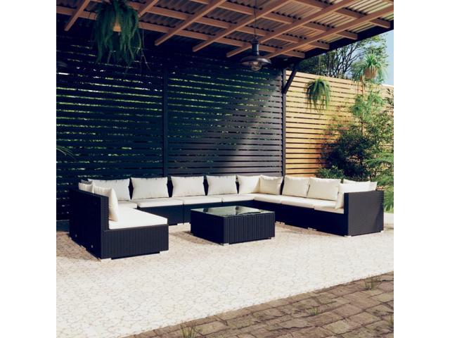 Click here for vidaXL Patio Lounge Set 11 Piece with Cushions Bla... prices