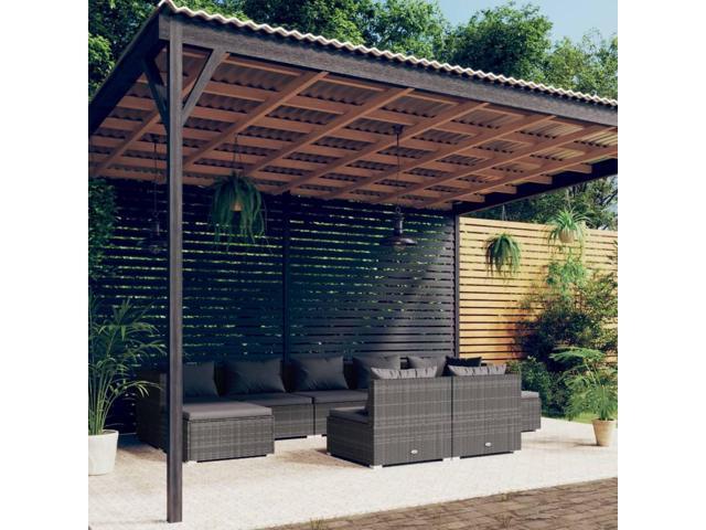 Click here for vidaXL Patio Lounge Set 9 Piece with Cushions Gray... prices