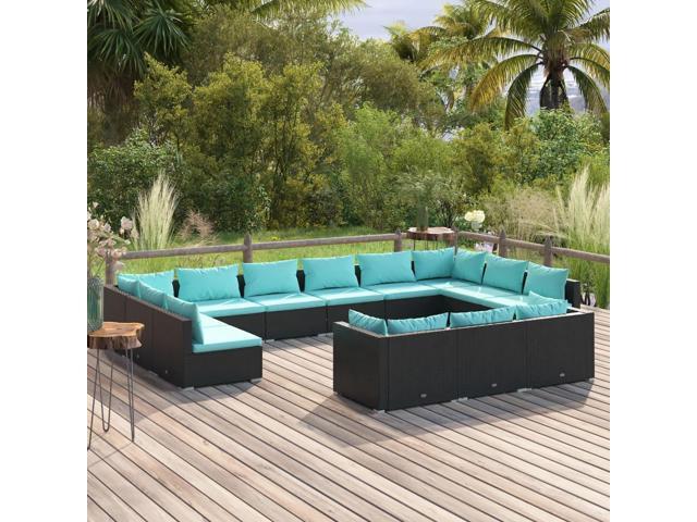Click here for vidaXL Patio Lounge Set 13 Piece with Cushions Bla... prices