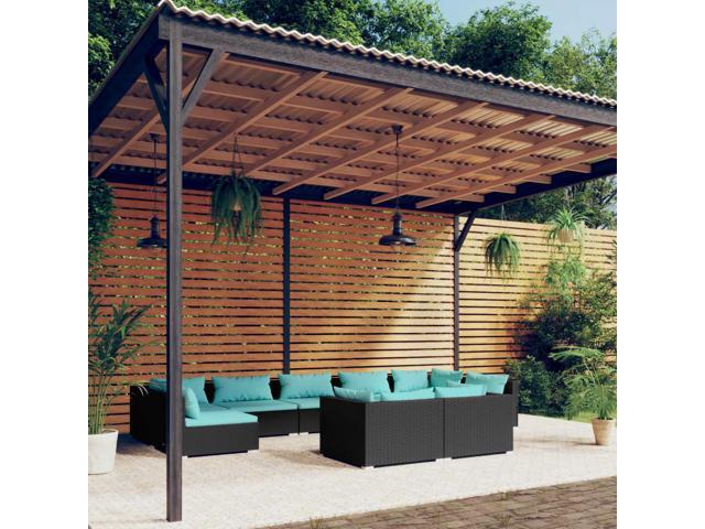 Click here for vidaXL Patio Lounge Set 9 Piece with Cushions Blac... prices