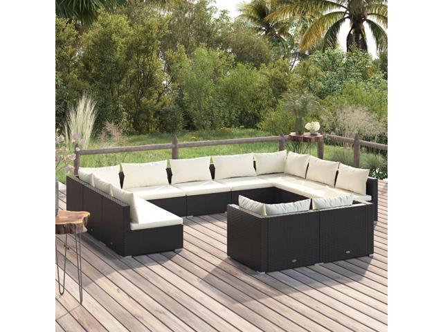 Click here for vidaXL Patio Lounge Set 11 Piece with Cushions Bla... prices