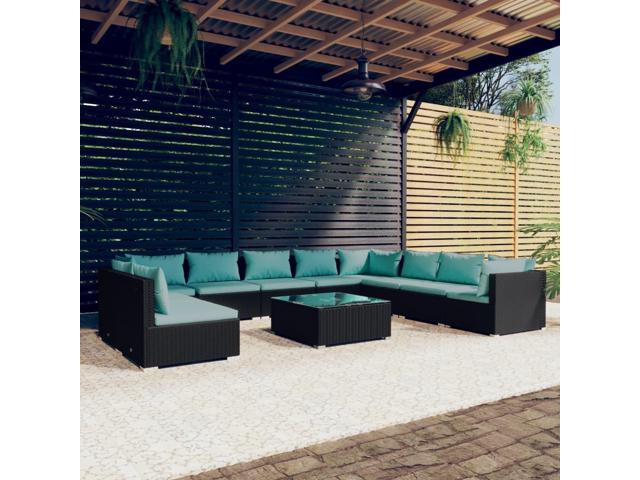 Click here for vidaXL Patio Lounge Set 11 Piece with Cushions Bla... prices