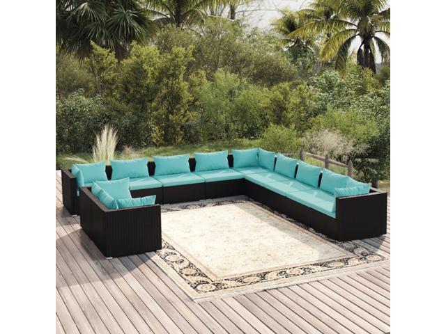 Click here for vidaXL Patio Lounge Set 11 Piece with Cushions Bla... prices