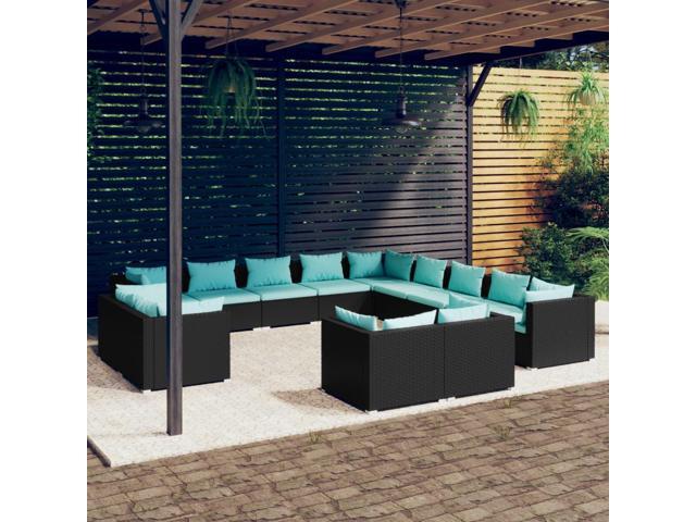 Click here for vidaXL Patio Lounge Set 13 Piece with Cushions Bla... prices