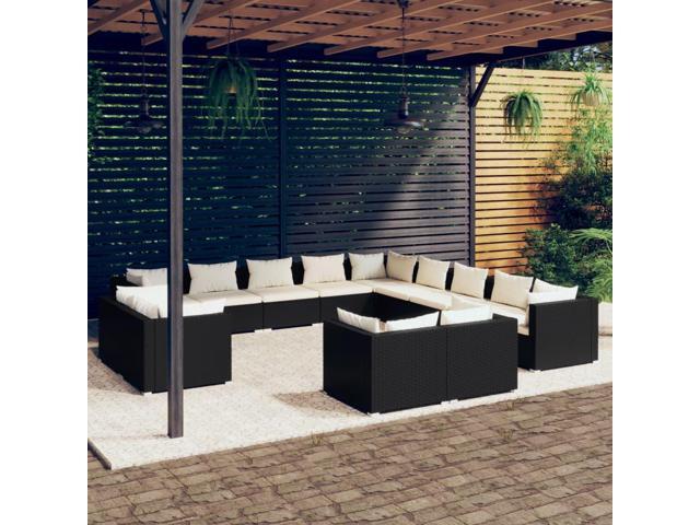 Click here for vidaXL Patio Lounge Set 13 Piece with Cushions Bla... prices