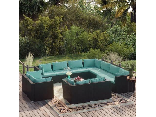Click here for vidaXL Patio Lounge Set 12 Piece with Cushions Bla... prices