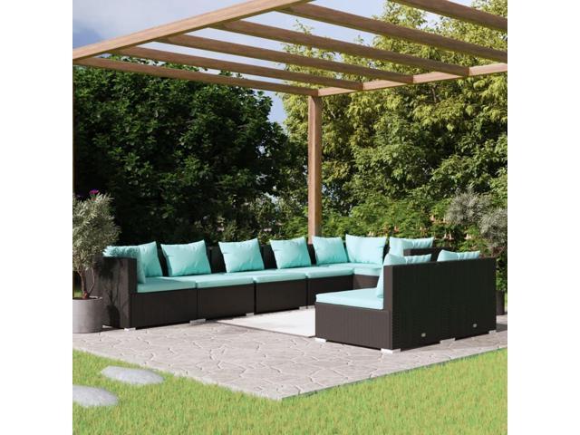 Click here for vidaXL Patio Lounge Set 8 Piece with Cushions Blac... prices