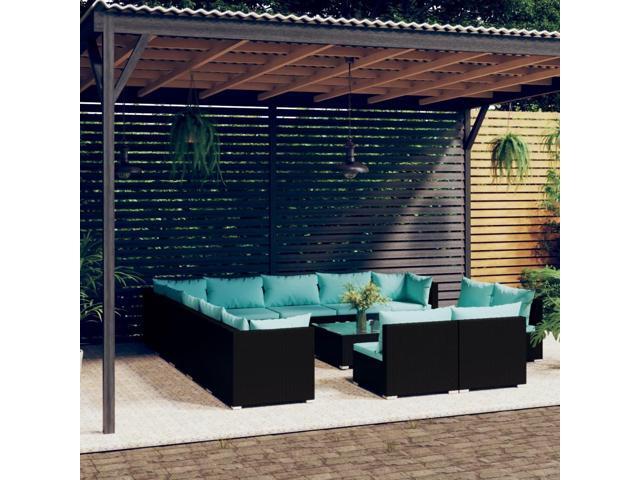 Click here for vidaXL Patio Lounge Set 14 Piece with Cushions Bla... prices