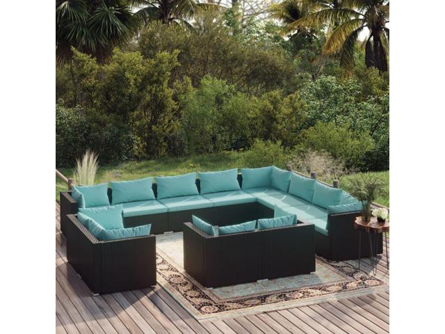 Click here for vidaXL Patio Lounge Set 12 Piece with Cushions Bla... prices