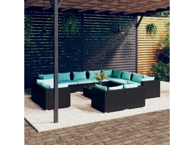 Click here for vidaXL Patio Lounge Set 13 Piece with Cushions Bla... prices