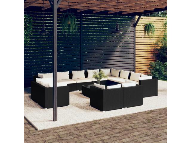 Click here for vidaXL Patio Lounge Set 13 Piece with Cushions Bla... prices