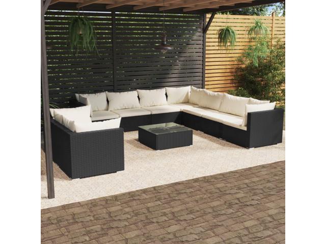 Click here for vidaXL Patio Lounge Set 10 Piece with Cushions Bla... prices
