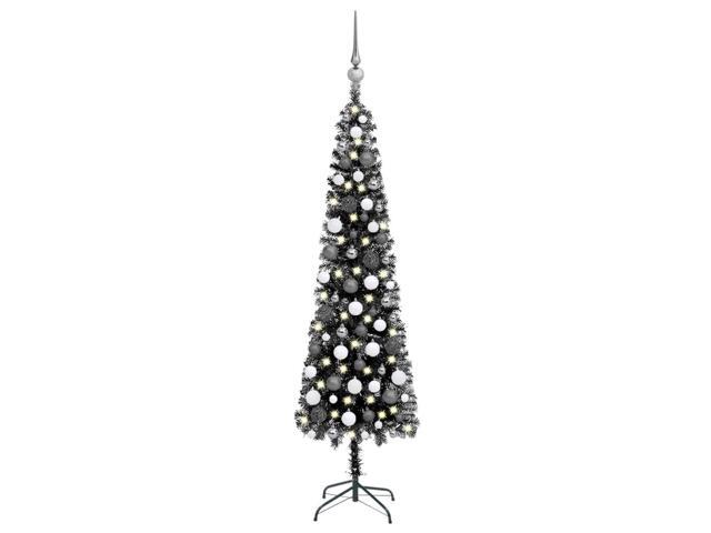 Click here for vidaXL Slim Christmas Tree with LEDs & Ball Set Bl... prices
