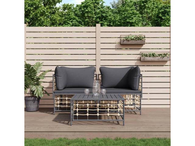 Click here for vidaXL Patio Furniture Set 3 Piece Loveseat with C... prices