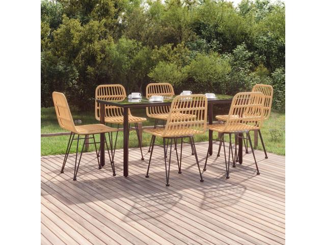 Click here for vidaXL Patio Dining Set 7 Piece Rattan Patio Conve... prices