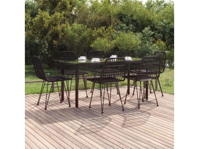 Click here for vidaXL Patio Dining Set 7 Piece Rattan Patio Conve... prices