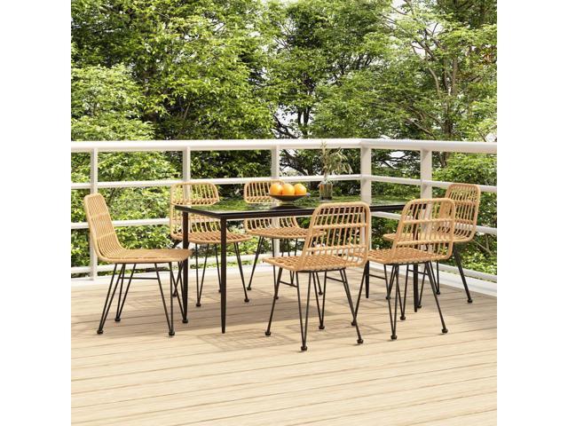 Click here for vidaXL Patio Dining Set 7 Piece Rattan Patio Conve... prices