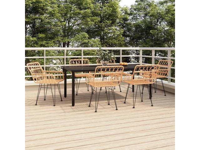 Click here for vidaXL Patio Dining Set 7 Piece Rattan Patio Conve... prices