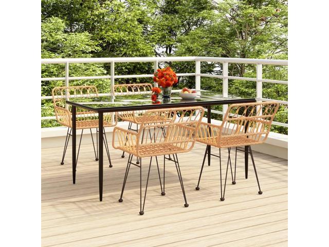 Click here for vidaXL Patio Dining Set 5 Piece Rattan Patio Conve... prices