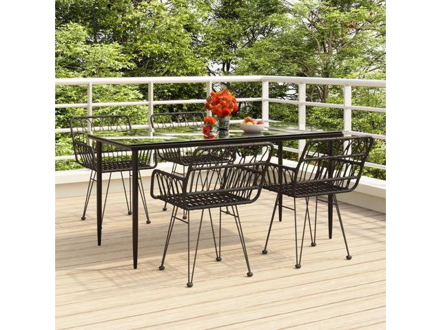 Click here for vidaXL Patio Dining Set 5 Piece Rattan Patio Conve... prices