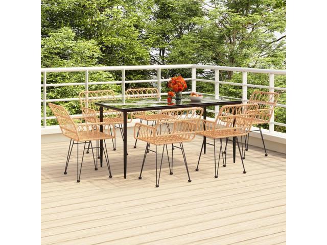 Click here for vidaXL Patio Dining Set 7 Piece Rattan Patio Conve... prices