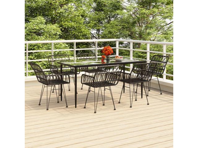Click here for vidaXL Patio Dining Set 7 Piece Rattan Patio Conve... prices