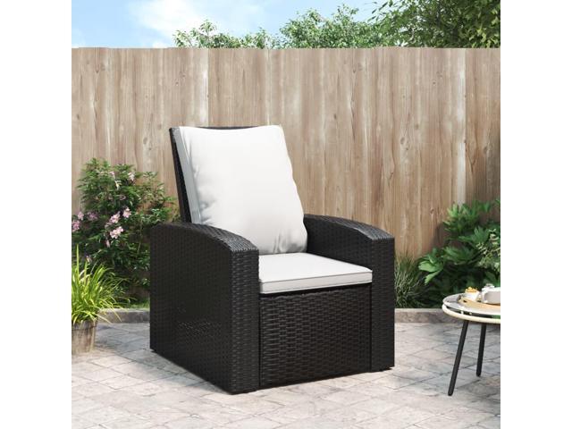 Patio Reclining Chair with Cushions Black Poly Rattan - Black