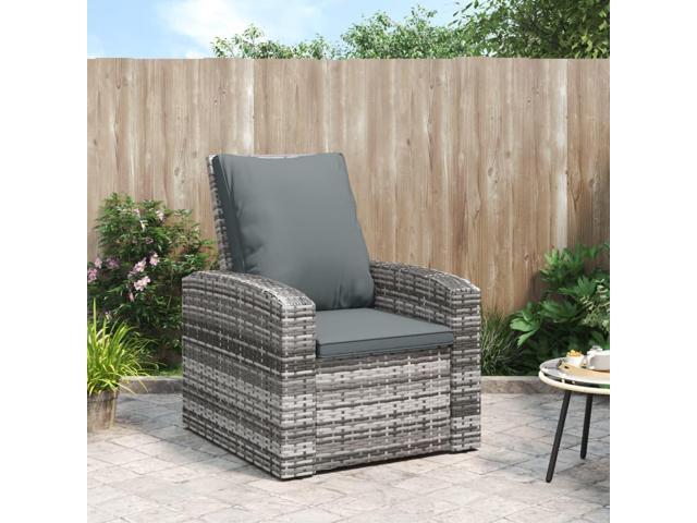 Click here for Patio Reclining Chair with Cushions Gray Poly Ratt... prices