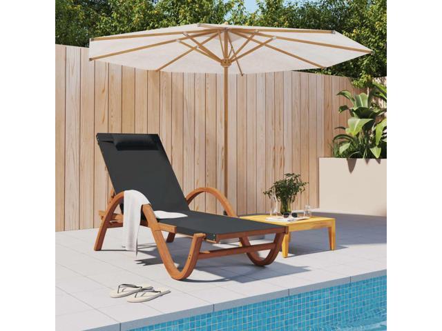 Click here for vidaXL Sun Lounger Grey Textilene  Solid Poplar Wo... prices