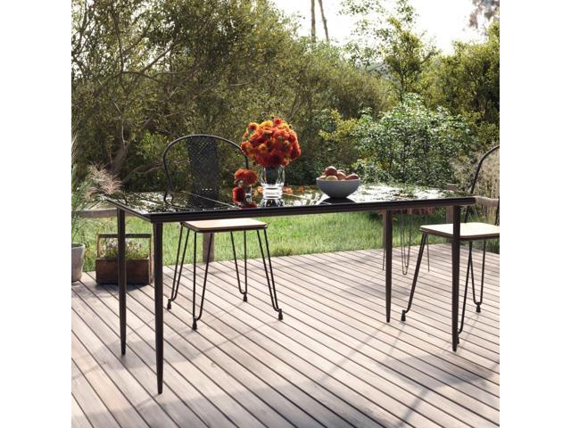 Click here for vidaXL Tempered Glass Table Patio Dining Table Bla... prices