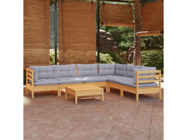 Click here for vidaXL Solid Pinewood Patio Lounge Set 7 Piece wit... prices